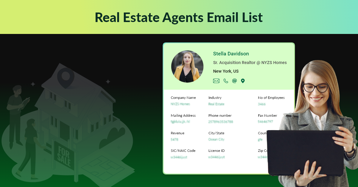 Real Estate Agent Email List | 728K+ Active Agents Contacts